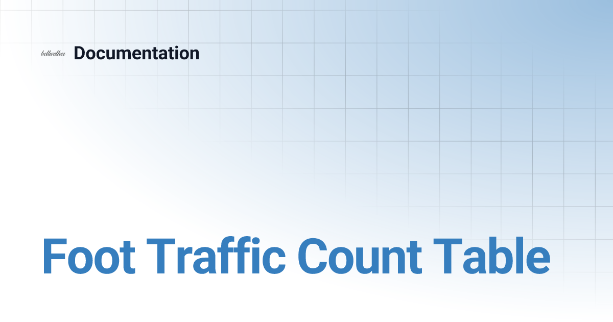 Foot Traffic Count Table | Documentation